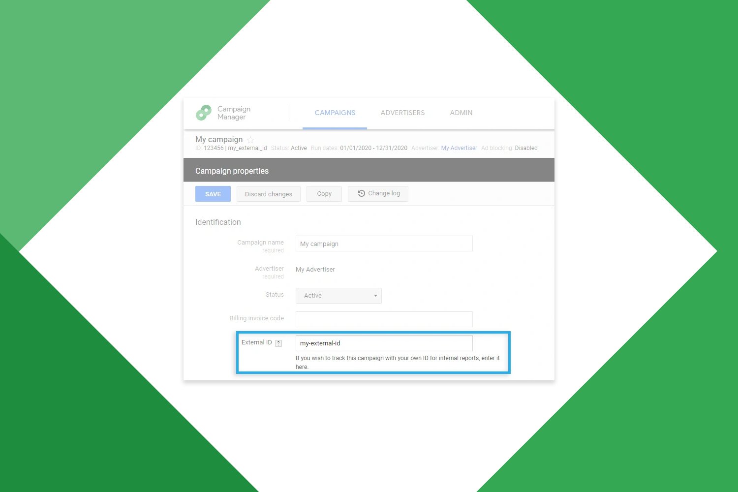 How to enable the campaign External ID setting?